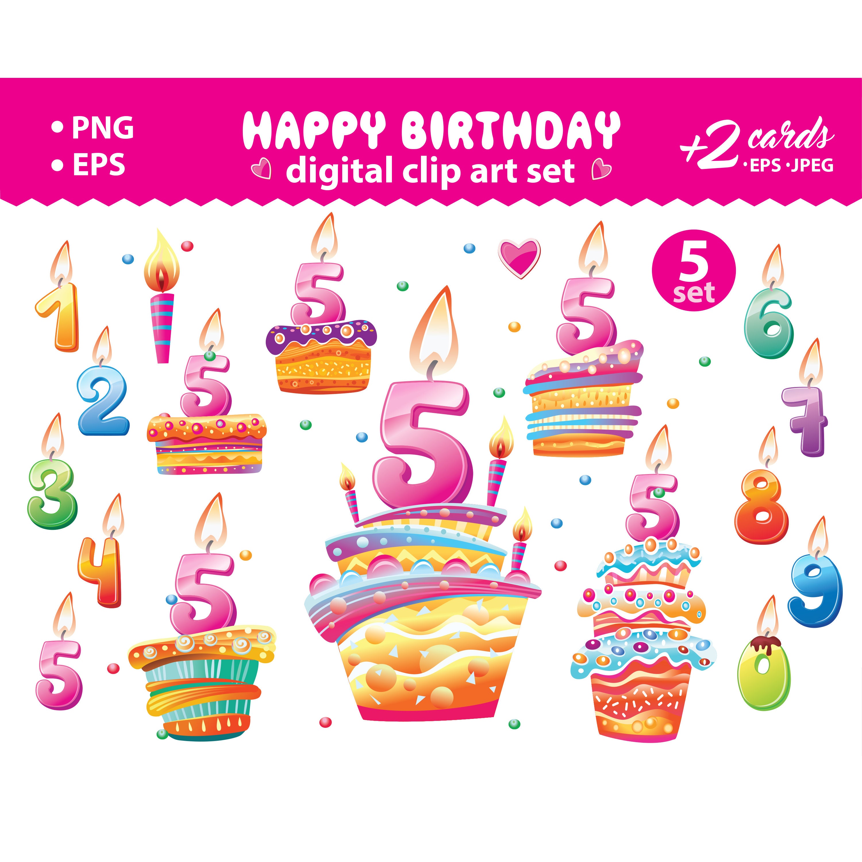 Happy Birthday Digital Clipart, Party Décor, Happy Birthday PNG, EPS - Etsy
