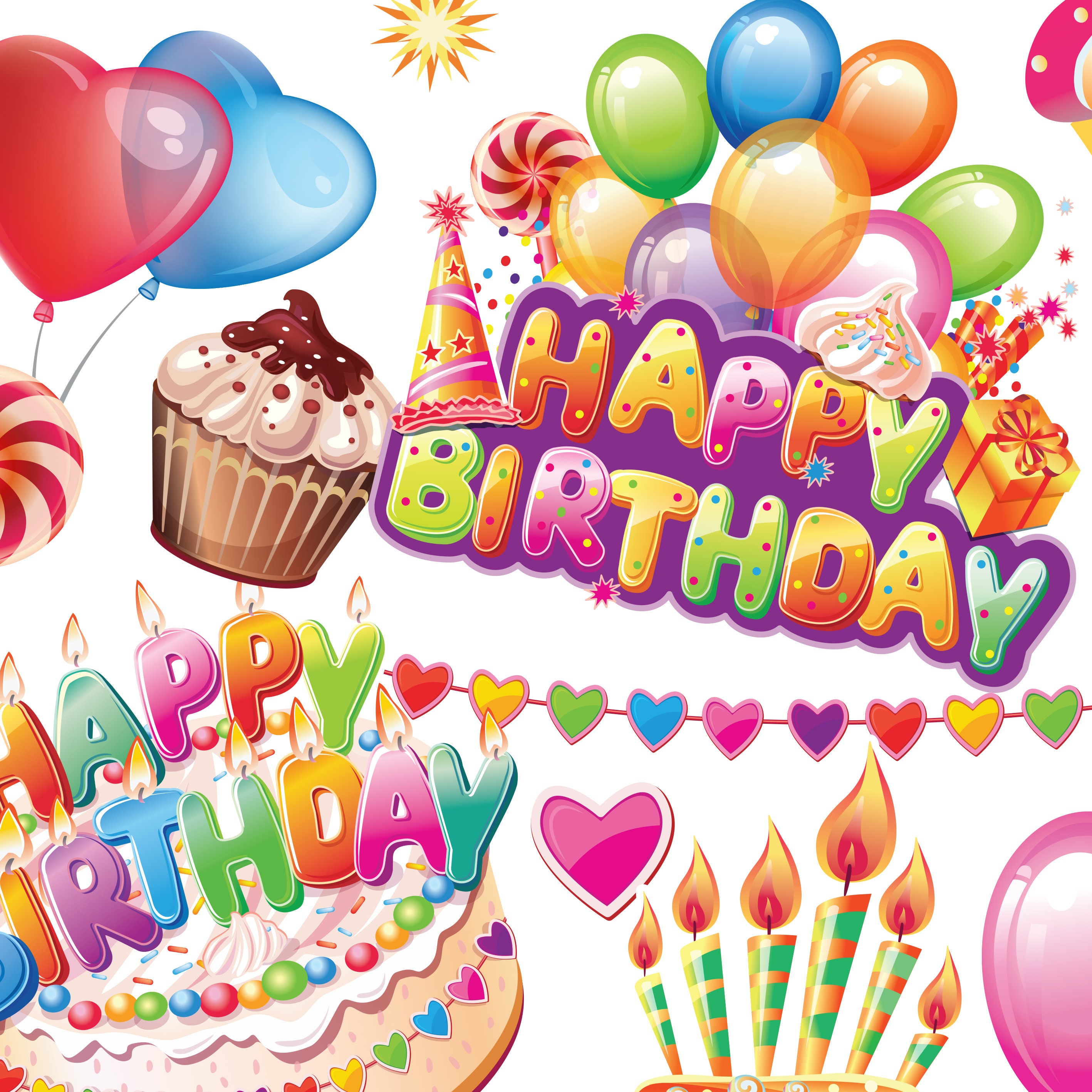 Happy Birthday Digital Clipart Party Décor PNG EPS - Etsy