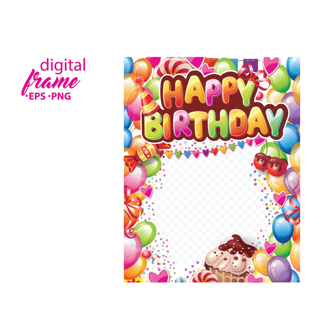Happy Birthday Digital Clipart Party Décor Happy Birthday - Etsy