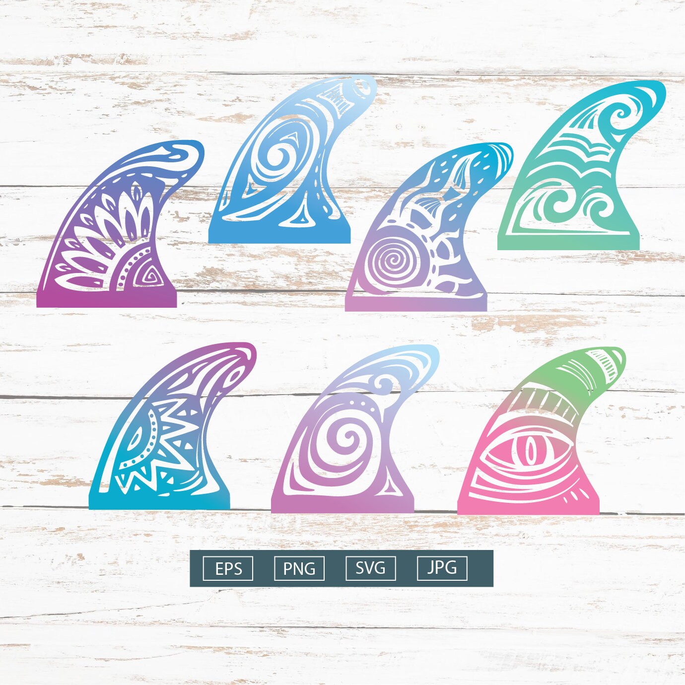 Set of Surfboard Fins Decor in Maori Surf Style Beach Décor - Etsy