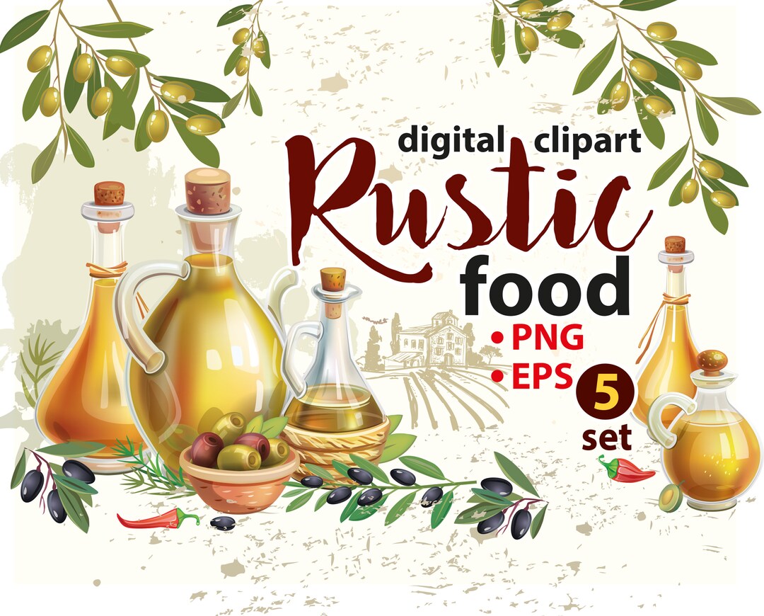 Rustic Charms of Organic Food, Healthy Food Clipart, Agricultural and ...