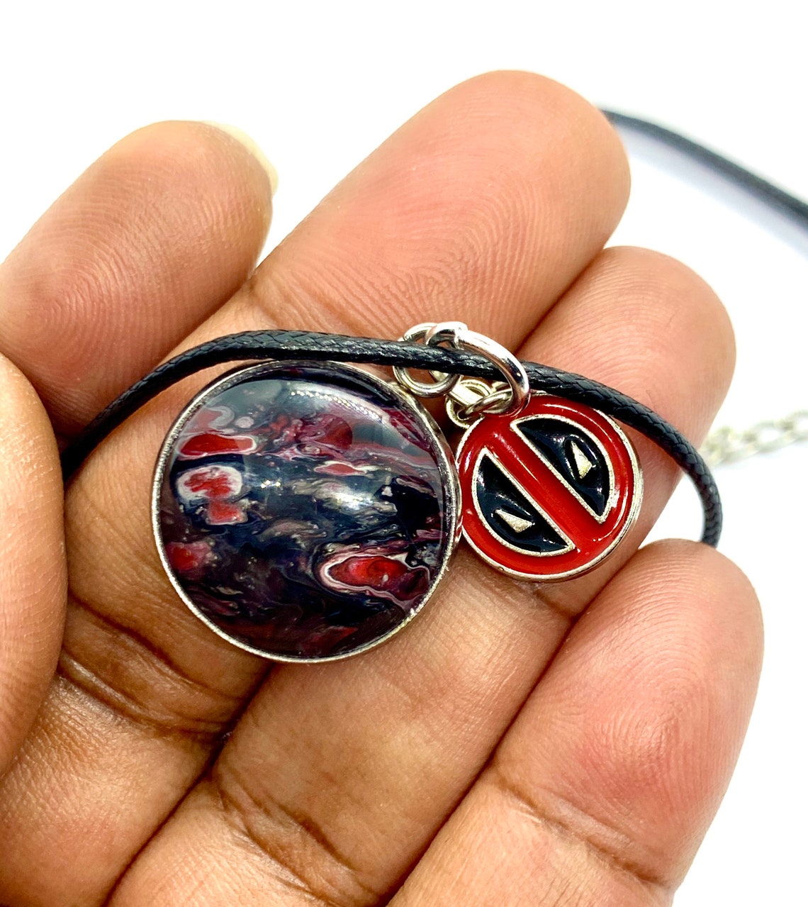 Deadpool Inspired Hand Painted Pendant Charm Necklace AJ - Etsy