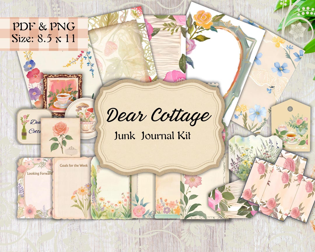 Cottagecore Floral Junk Journal Kit Printable - Vintage Ephemera ...