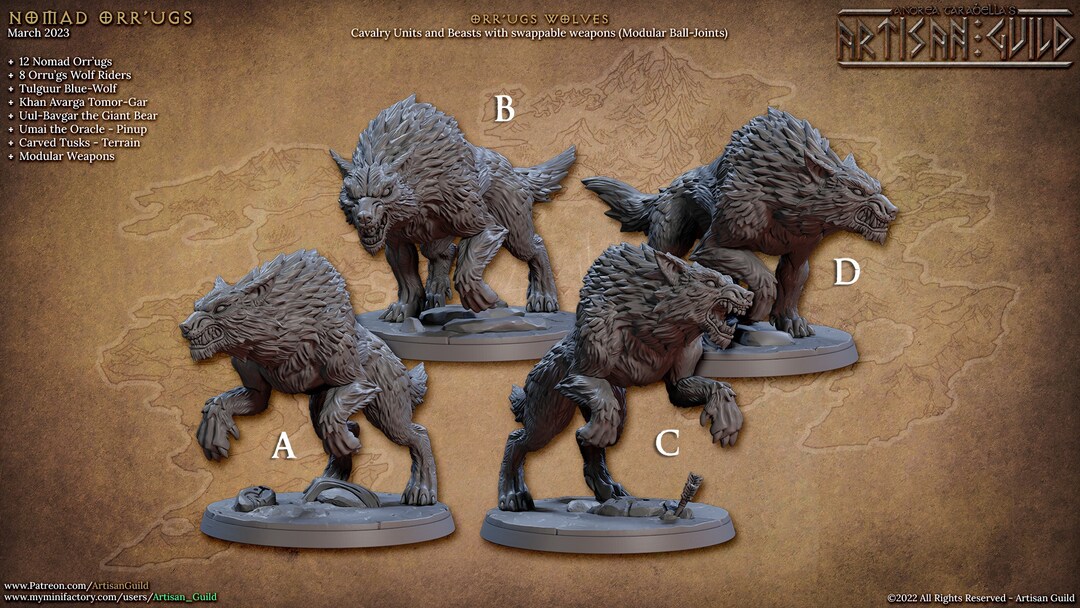 Giant Wolves, Nomads Orr'ugs, Steppe Orcs, D&D, RPG - Etsy