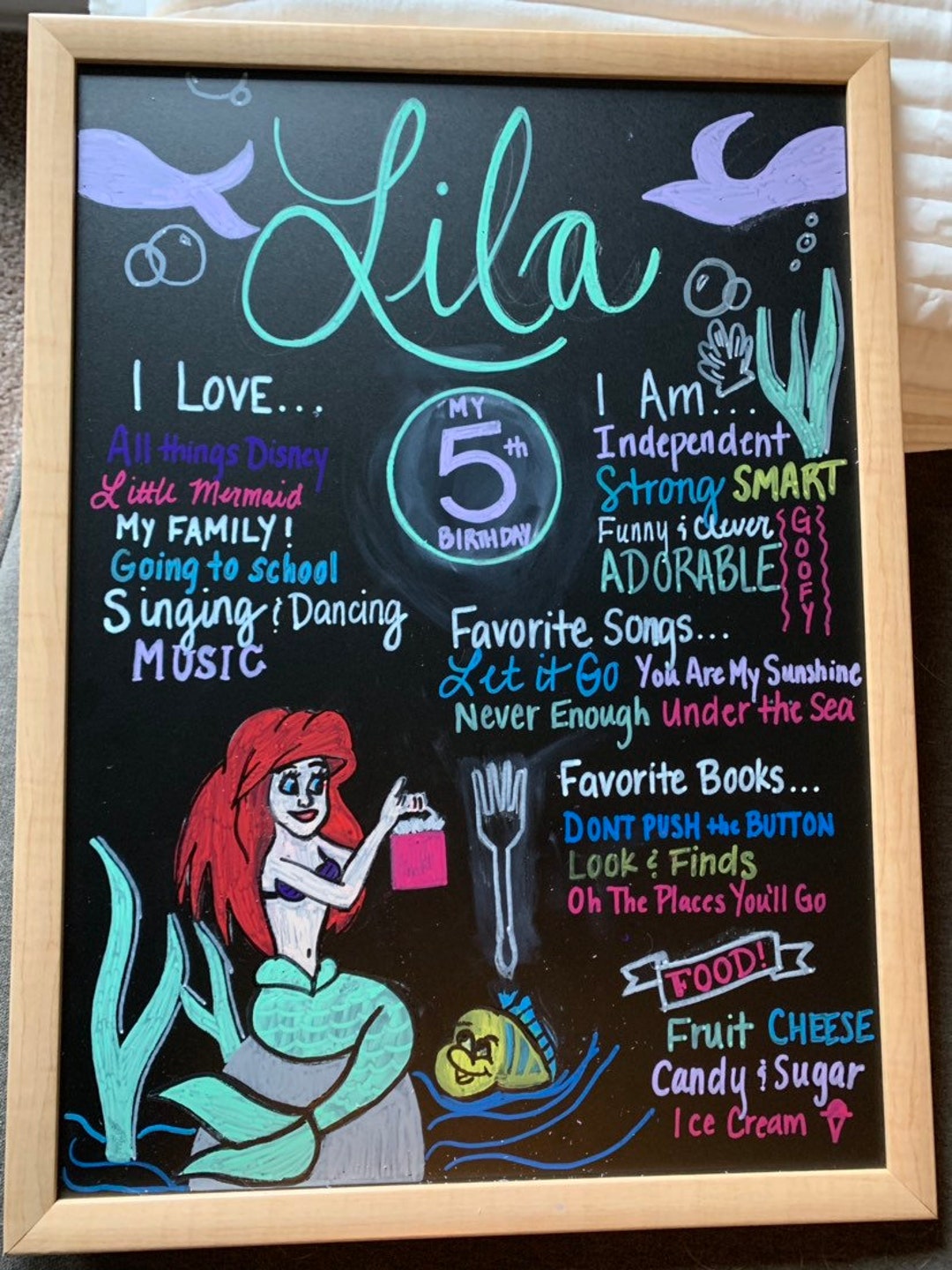 Little Mermaid, Under the Sea, Ariel Birthday Chalkboard Sign! Hand ...