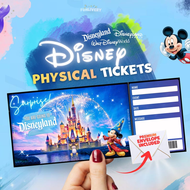 Physical Disney Ticket, Custom & Personalized Disneyland Surprise ...