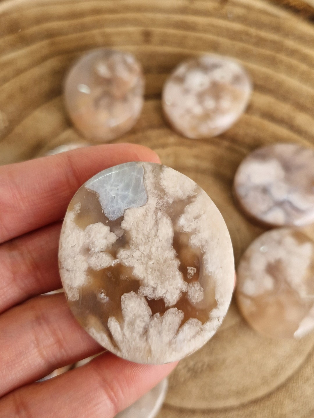 Flower Agate Palm Stones | Cherry Blossom Agate - Etsy