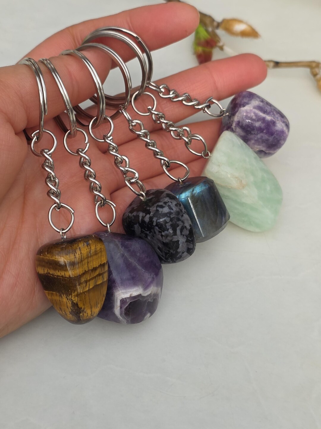 Gemstone Keyrings, Crystal Key Chain - Etsy UK