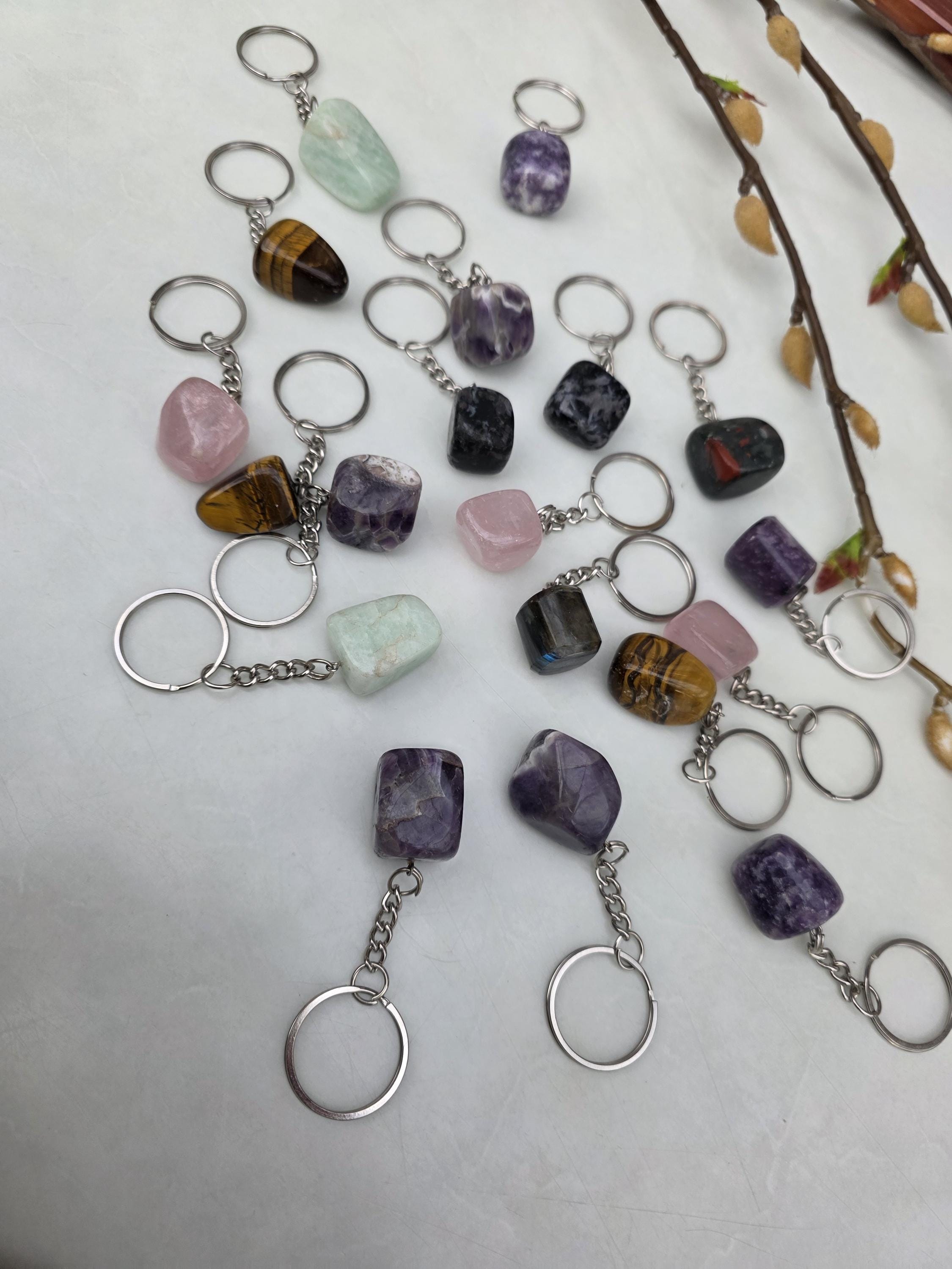 Gemstone Keyrings, Crystal Key Chain - Etsy UK