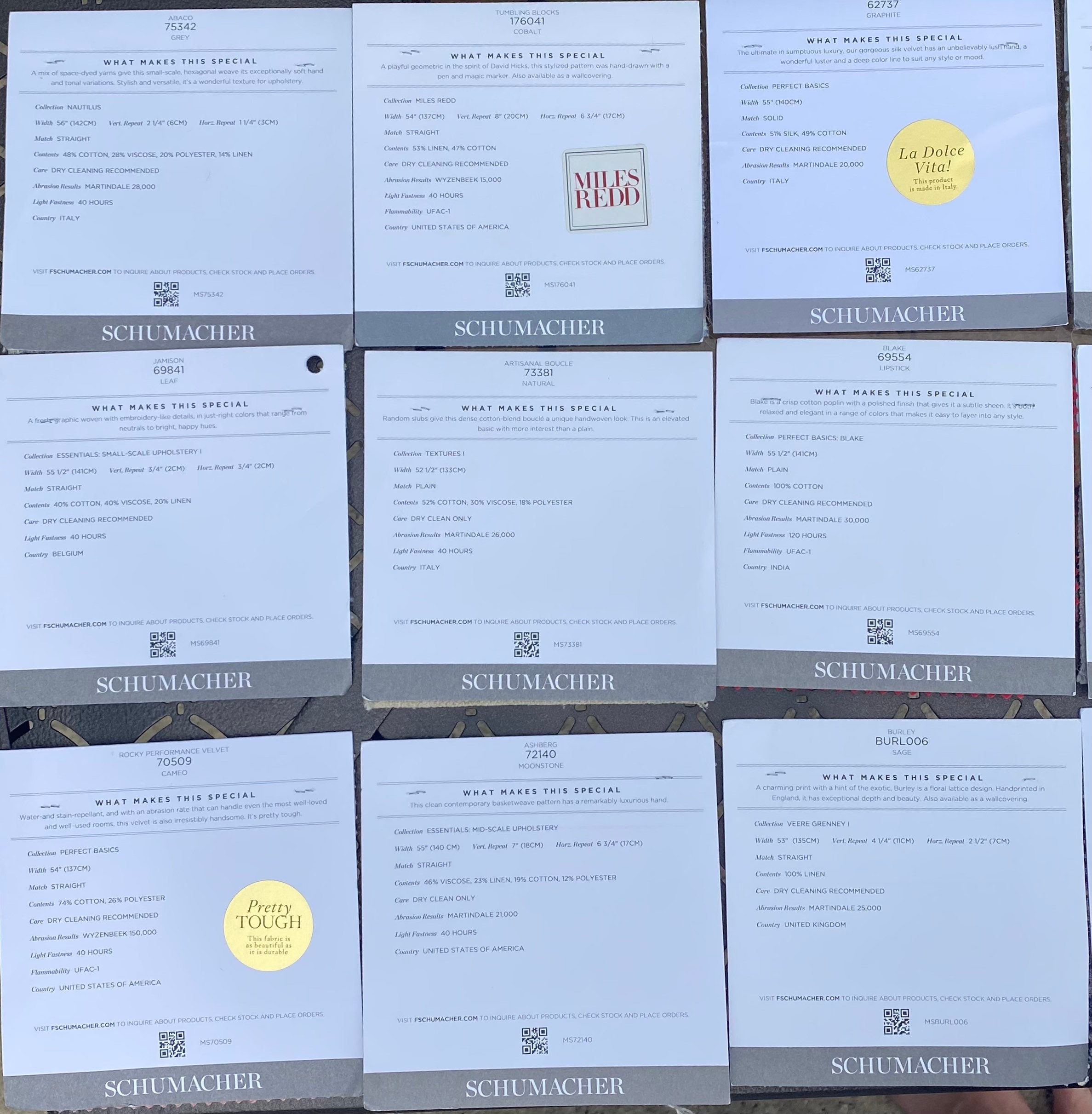 18 Schumacher Fabric Samples Swatches Squares Designer - Etsy