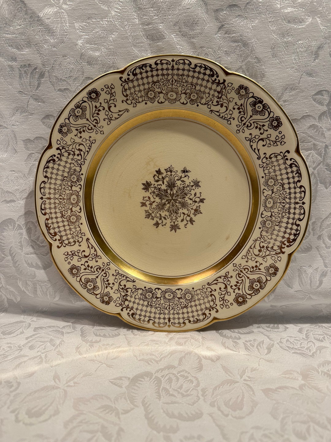 Ornate Floral China Ivory Gold Cabinet Plate by Woods Ivory Ware ...