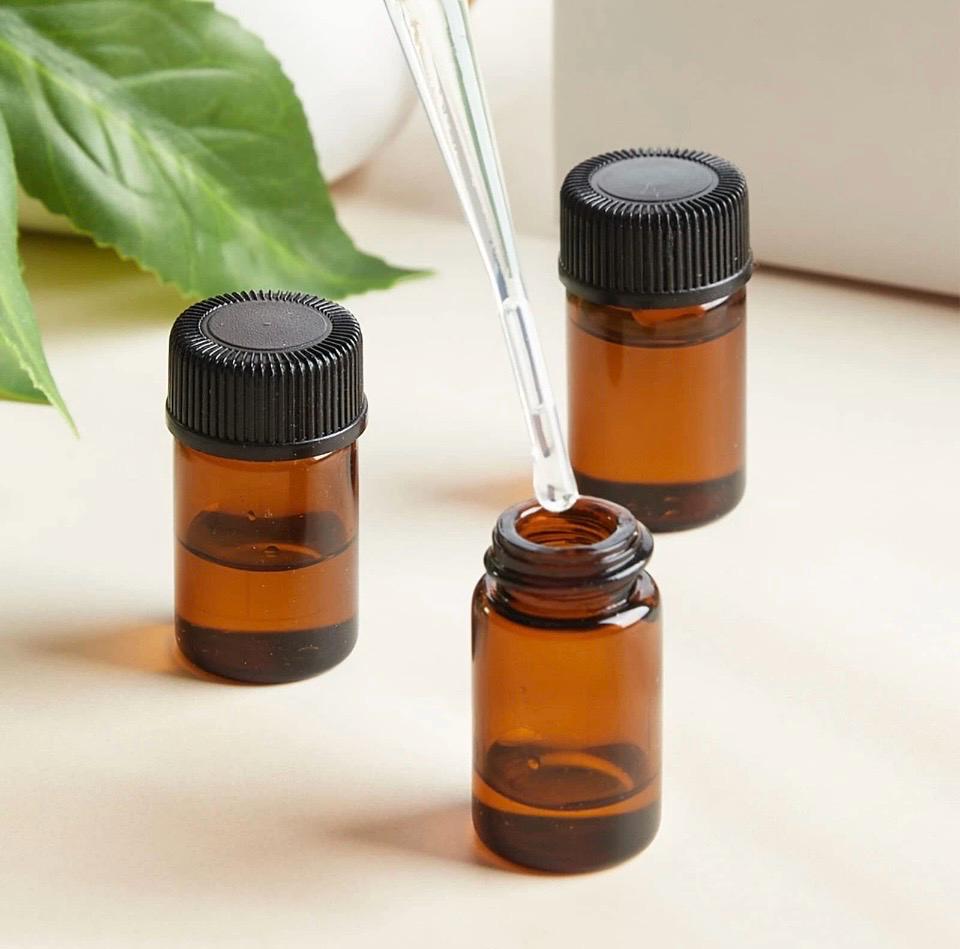 20 Pack Essential Oil Sample Bottles 2ml Drams Amber Glass Vials/caps ...