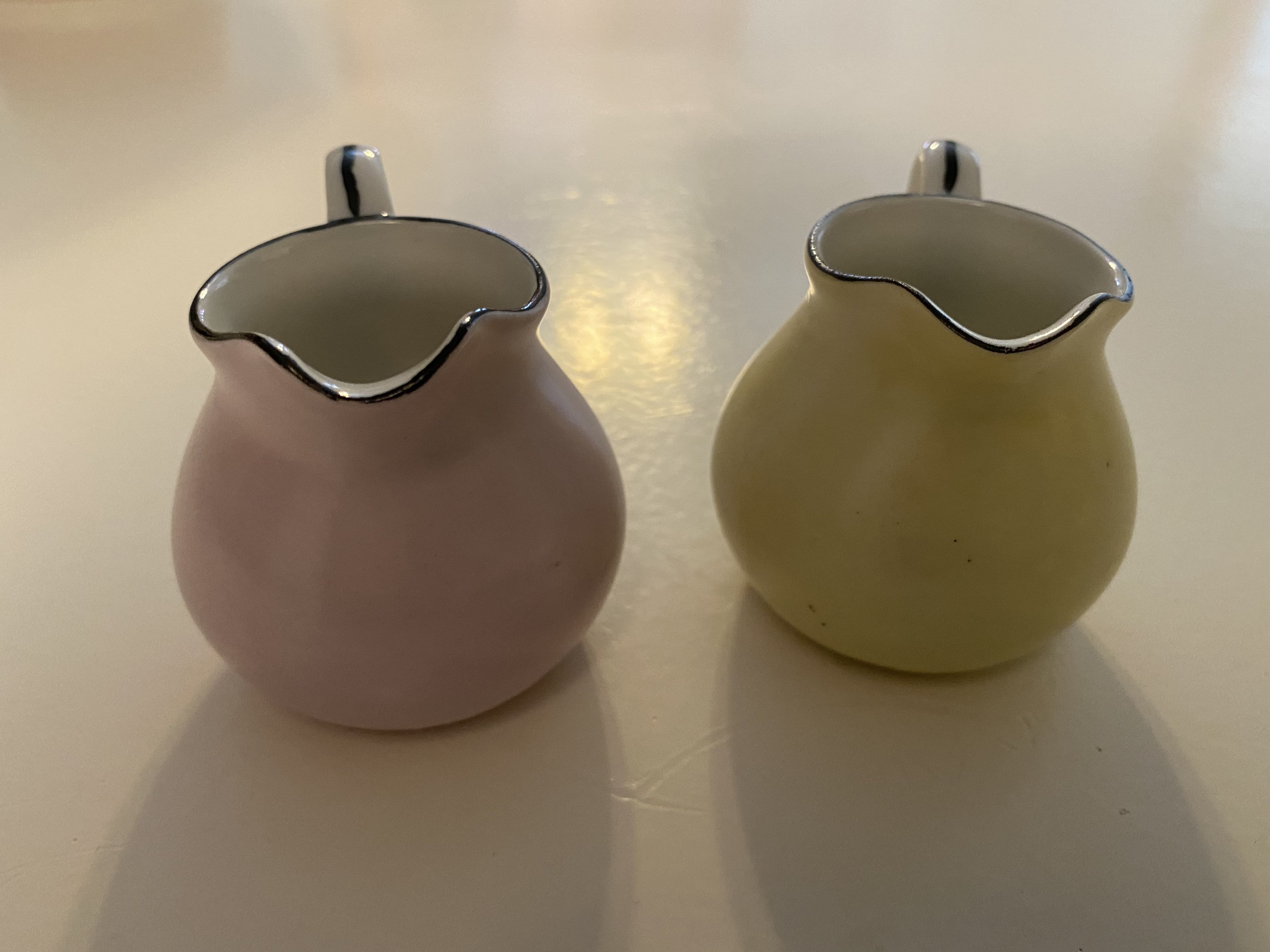 Two Morimura Noritake Nippon Personal Creamers Pitchers Pastel Pink and ...