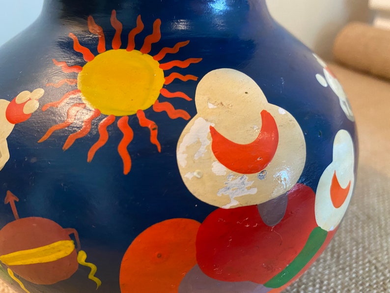 Peru Chulucanas Pottery Ceramic Folk Art Gardenas Vase Handpainted ...