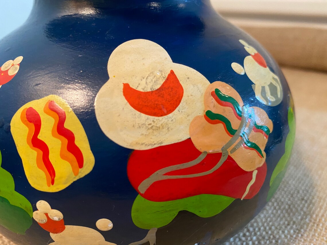 Peru Chulucanas Pottery Ceramic Folk Art Gardenas Vase Handpainted ...