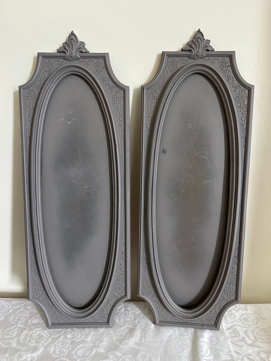 Oval Gray Chalkpaint Scroll Rectangle Open Frame - Etsy