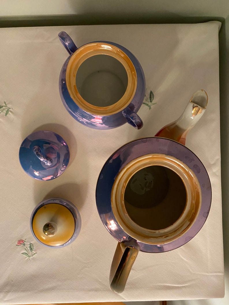 Lusterware Teapot Flat Plate and Sugar Bowl T&t Takito - Etsy