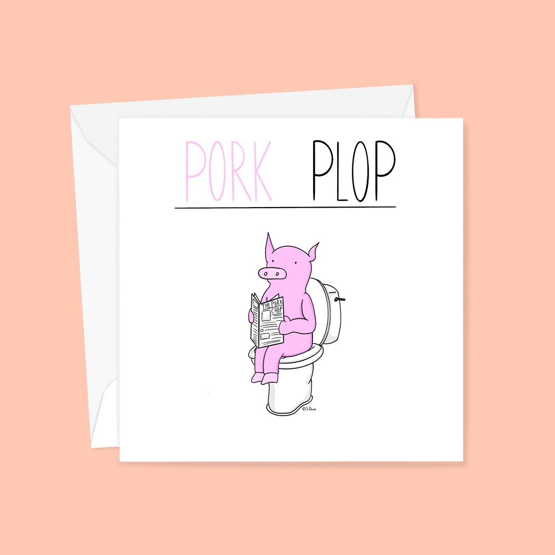 Pork Plop Cute Animal Greetings Card / Cute Pigs Birthday Card - Etsy