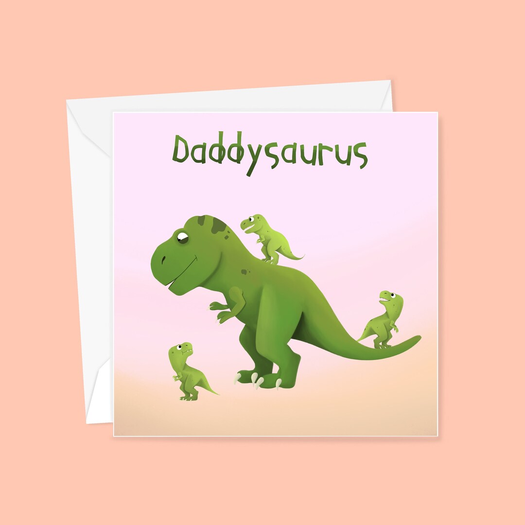 Daddysaurus Cute Fathers Day Card Card for Dad - Etsy