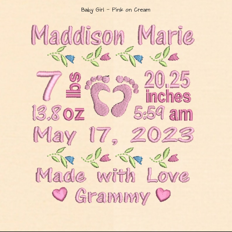 Baby Subway Style Birth Announcement Quilt Label for Boy or Girl - Etsy