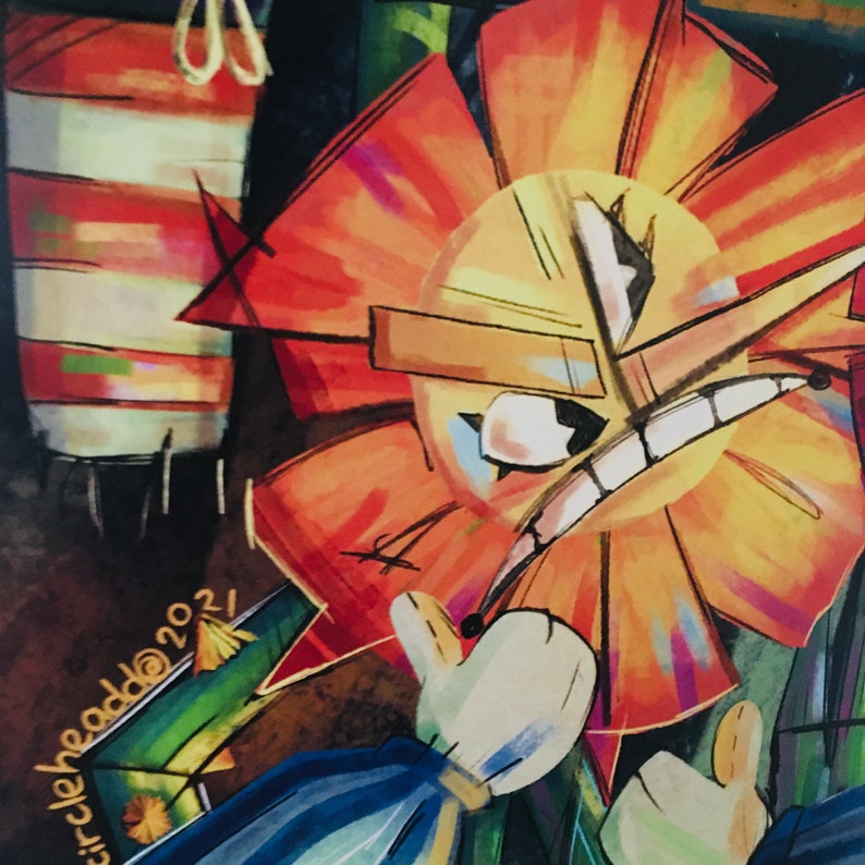 Cuphead Cagney Carnation and Tatty Gorem cubist - Etsy