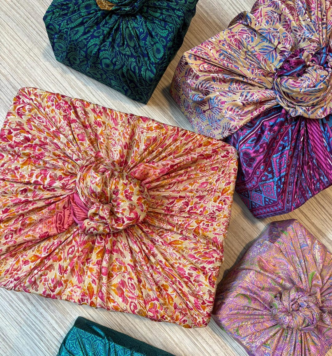Sari Fabric Furoshiki Gift Wraps - Sari Gift Wrap, Furoshiki Gift Wrap ...