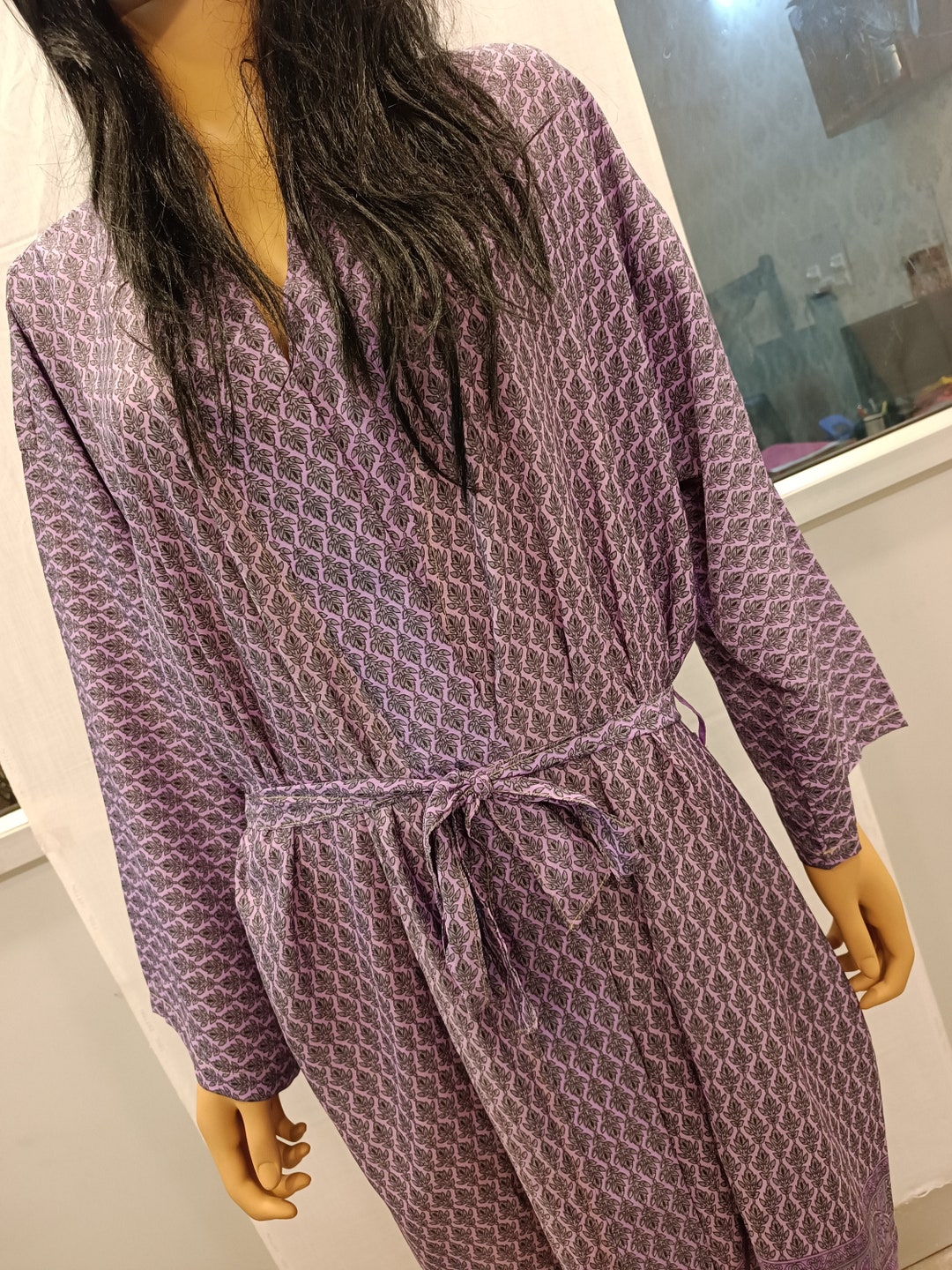 Vintage Silk Bath Robe, Upcycled Silk Sari Kimono Dressing Gown ...