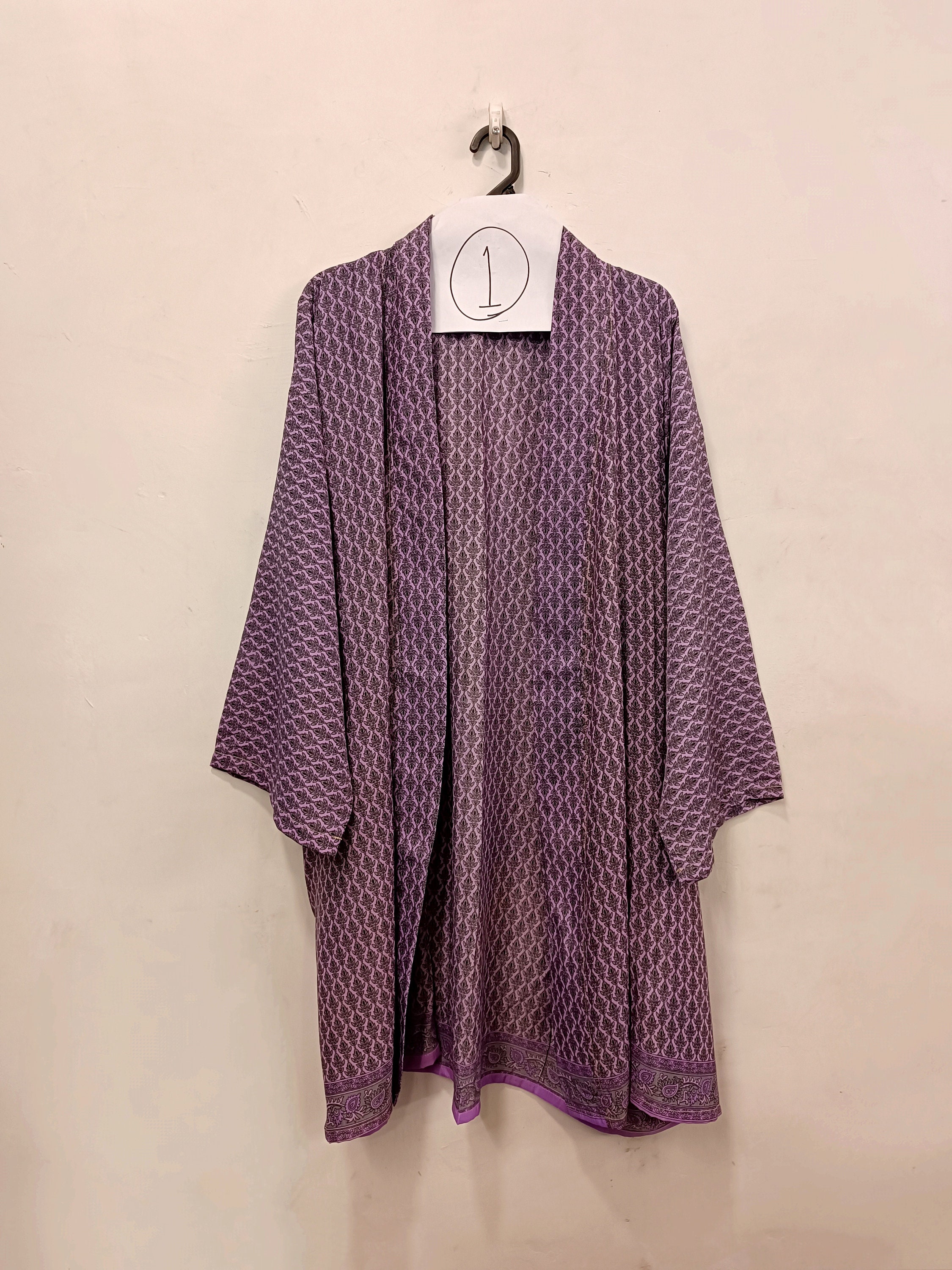 Vintage Silk Bath Robe, Upcycled Silk Sari Kimono Dressing Gown ...