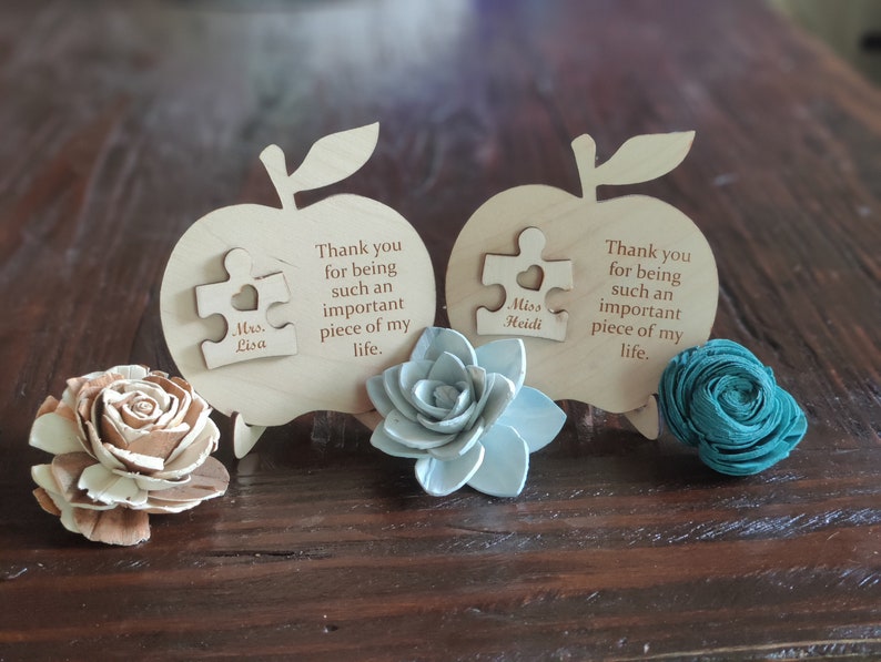 Personalized Teacher Appreciation End of Year Gift Apple Puzzle Piece ...
