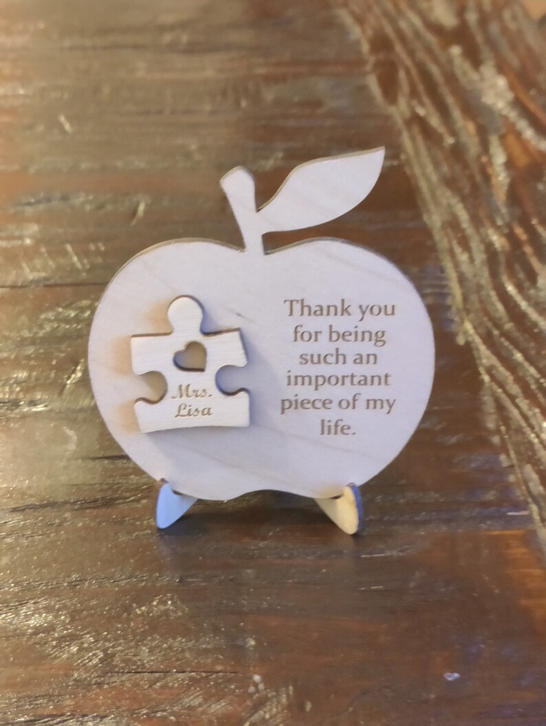 Personalized Teacher Appreciation End of Year Gift Apple Puzzle Piece ...