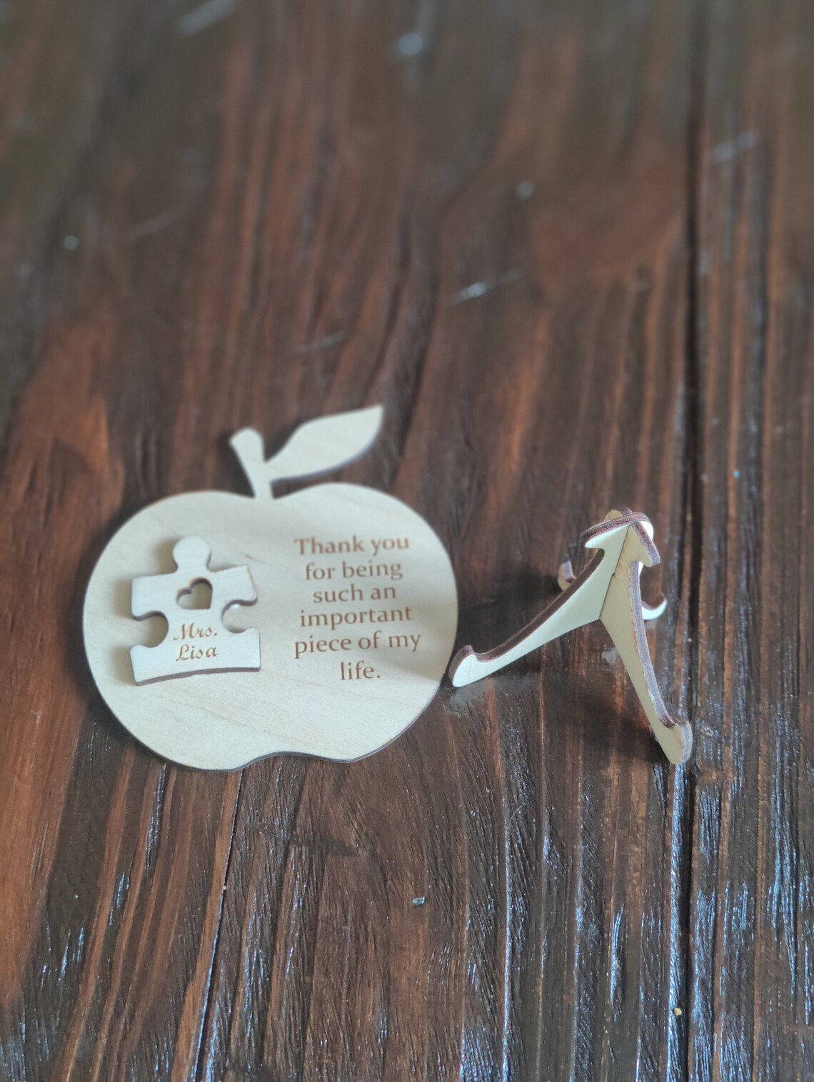 Personalized Teacher Appreciation End of Year Gift Apple Puzzle Piece ...