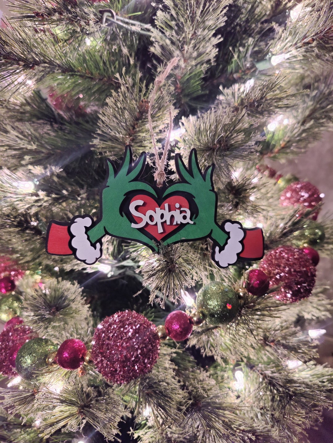 Personalized Grinch Heart Ornament - Etsy Personalized Grinch Heart Ornament - Etsy