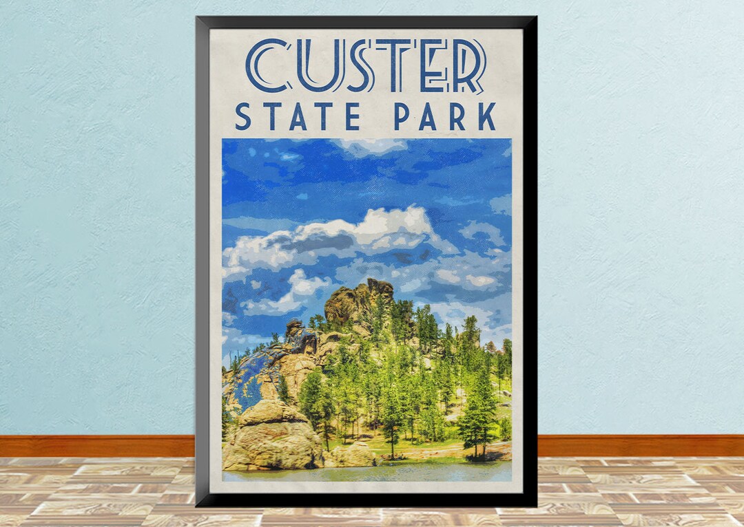 Custer State Park Poster, Vintage Black Hills South Dakota Home Decor ...