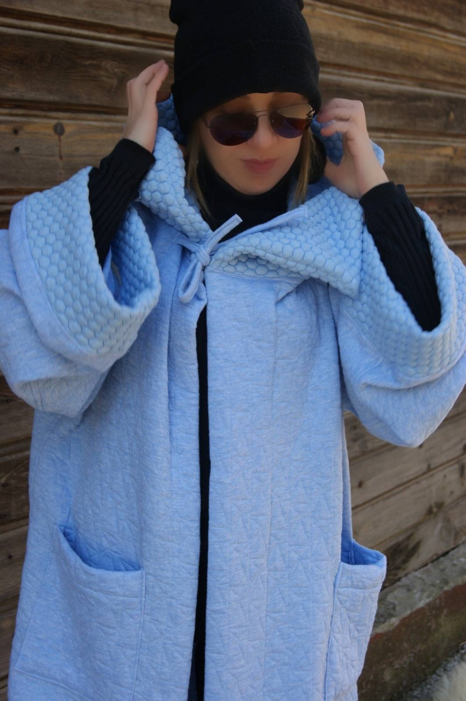 Quilted Cotton Blue Spring-fall Coat Kimono Bymasha . With | Etsy