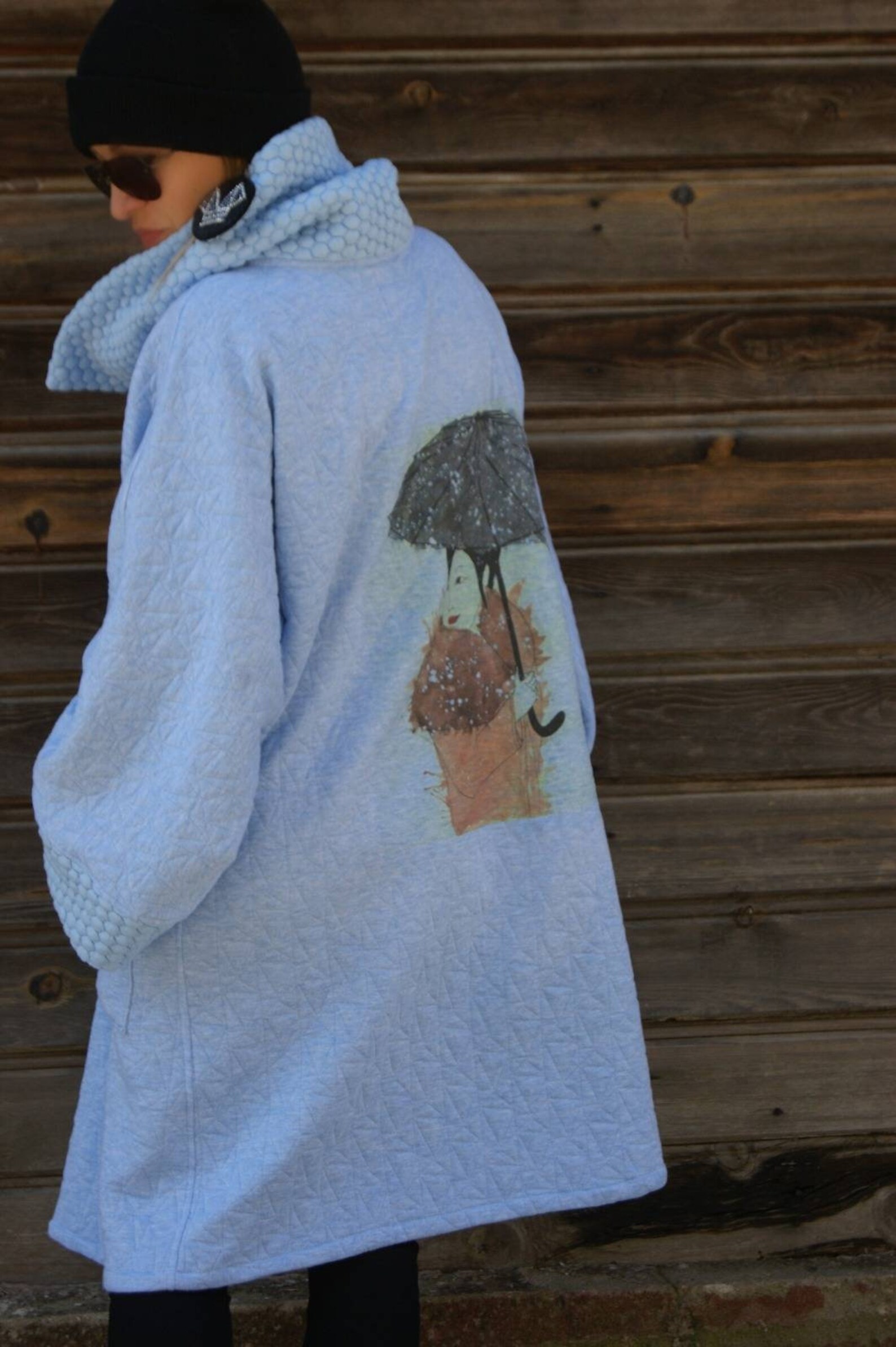 Quilted Cotton Blue Spring-fall Coat Kimono Bymasha . With | Etsy