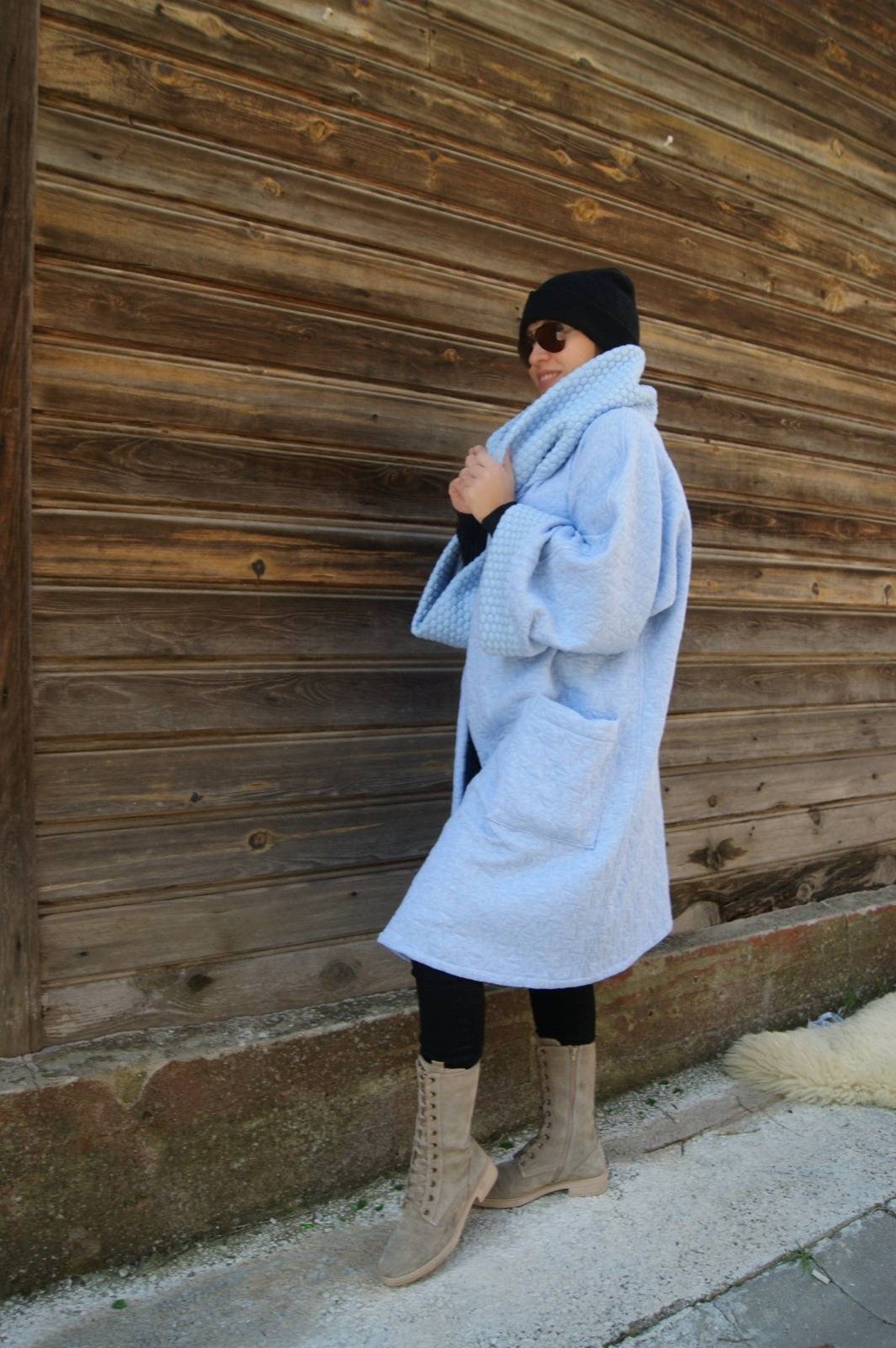 Quilted Cotton Blue Spring-fall Coat Kimono Bymasha . With | Etsy