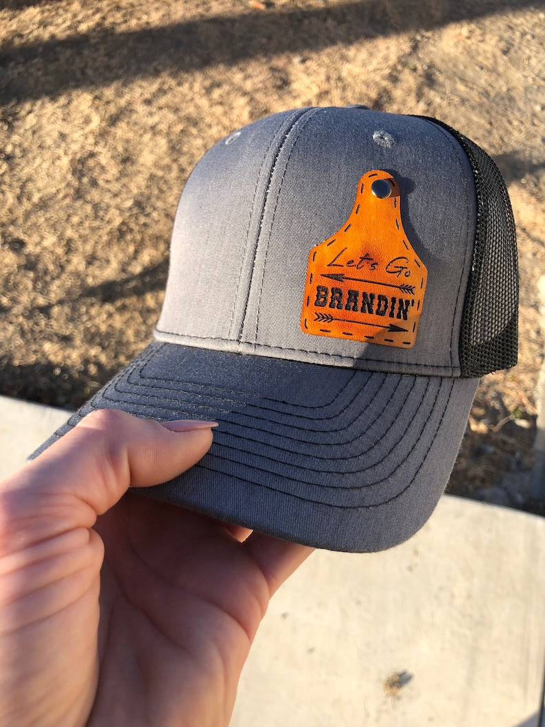 Cattle Tag Leather Patch Hat | Custom Logo Hat | Custom Trucker Hat ...