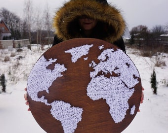 World Map String Art - Etsy