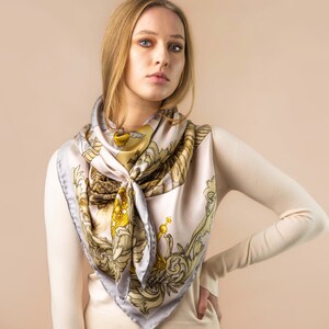 Griffin & Basilisk Silk Scarf - Mythical Creature Print, Mulberry Silk ...