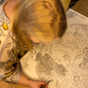 Griffin & Basilisk Silk Scarf - Mythical Creature Print, Mulberry Silk ...