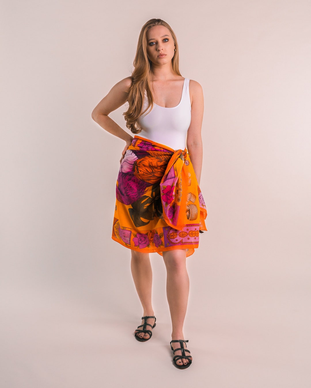 Silk Pareo, Beach Wrap, Skirt for Summer Vacation, Short Pareo Sarong ...