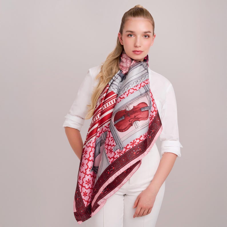 Mulberry Silk Scarf, Il Carnevale Di Venezia Pink, Luxury Designer ...