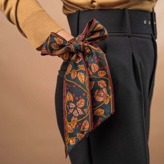 Burgundy silk scarf store