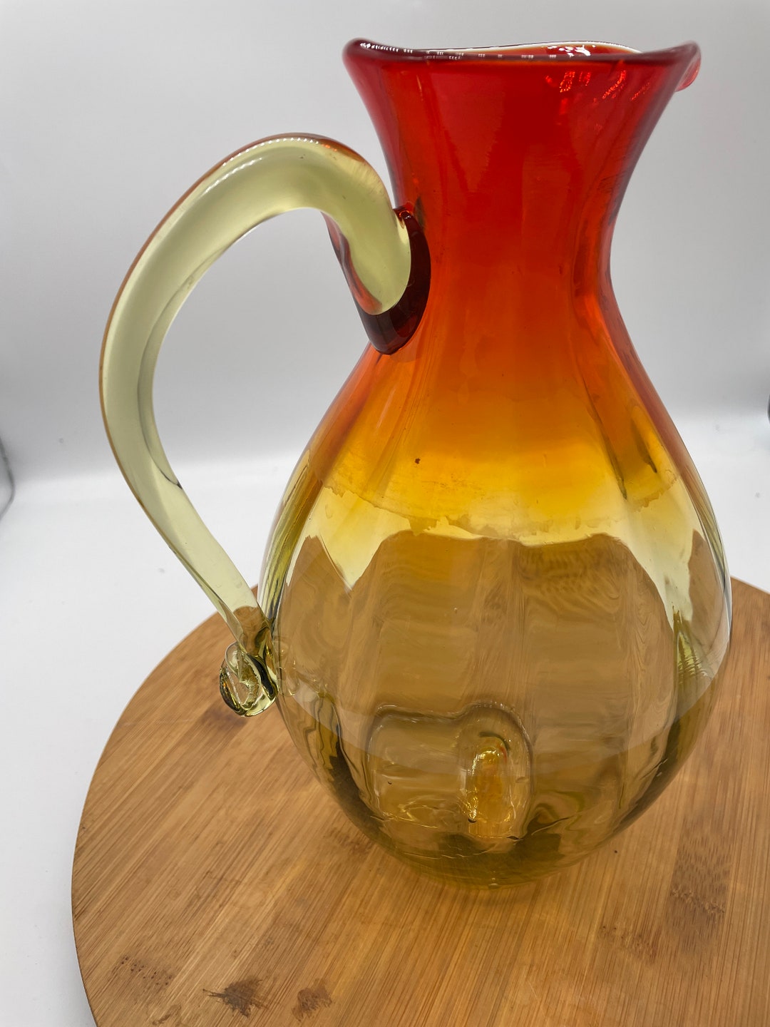 1960s Blenko Art Handblown Tangerine/amberine Pitcher - Etsy