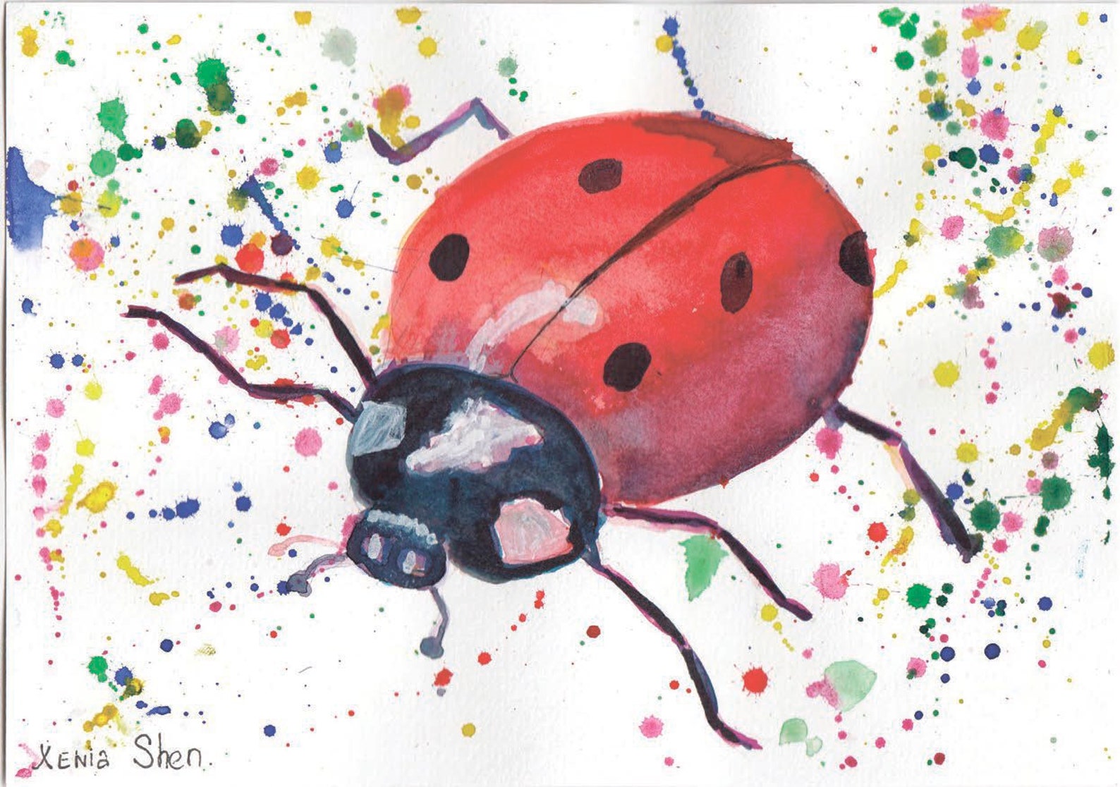 Ladybug painting original watercolor bug artwork insect | Etsy