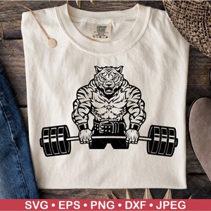 Tiger Body Builder Barbell Svg, Beast Mode Eps, Gym Shirt Jpg, Workout ...
