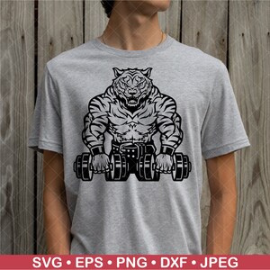 Tiger Body Builder Dumbell Svg, Beast Mode Eps, Gym Shirt Jpg, Workout ...