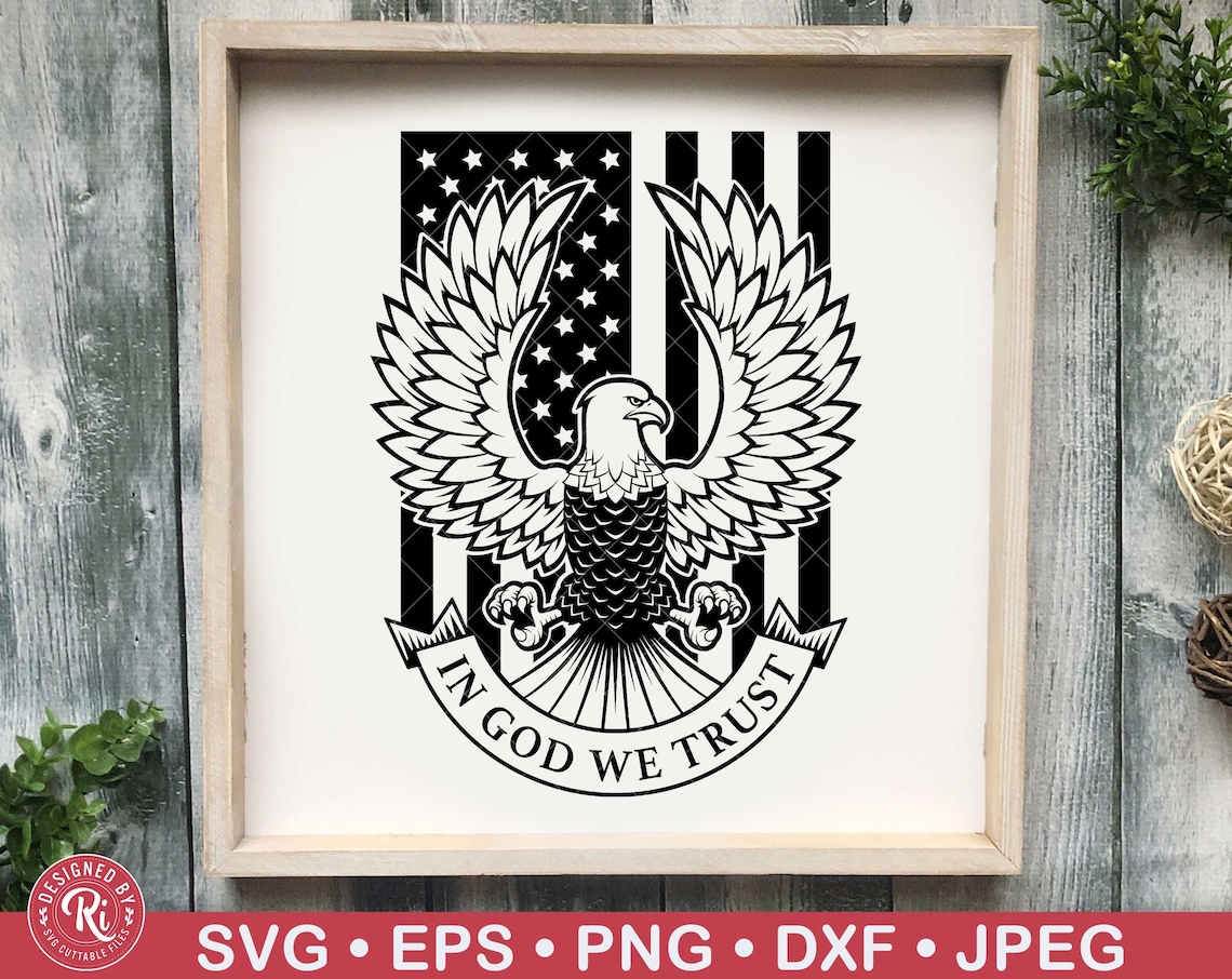 In God We Trust Svg Eagles Logo American Flag USA - Etsy