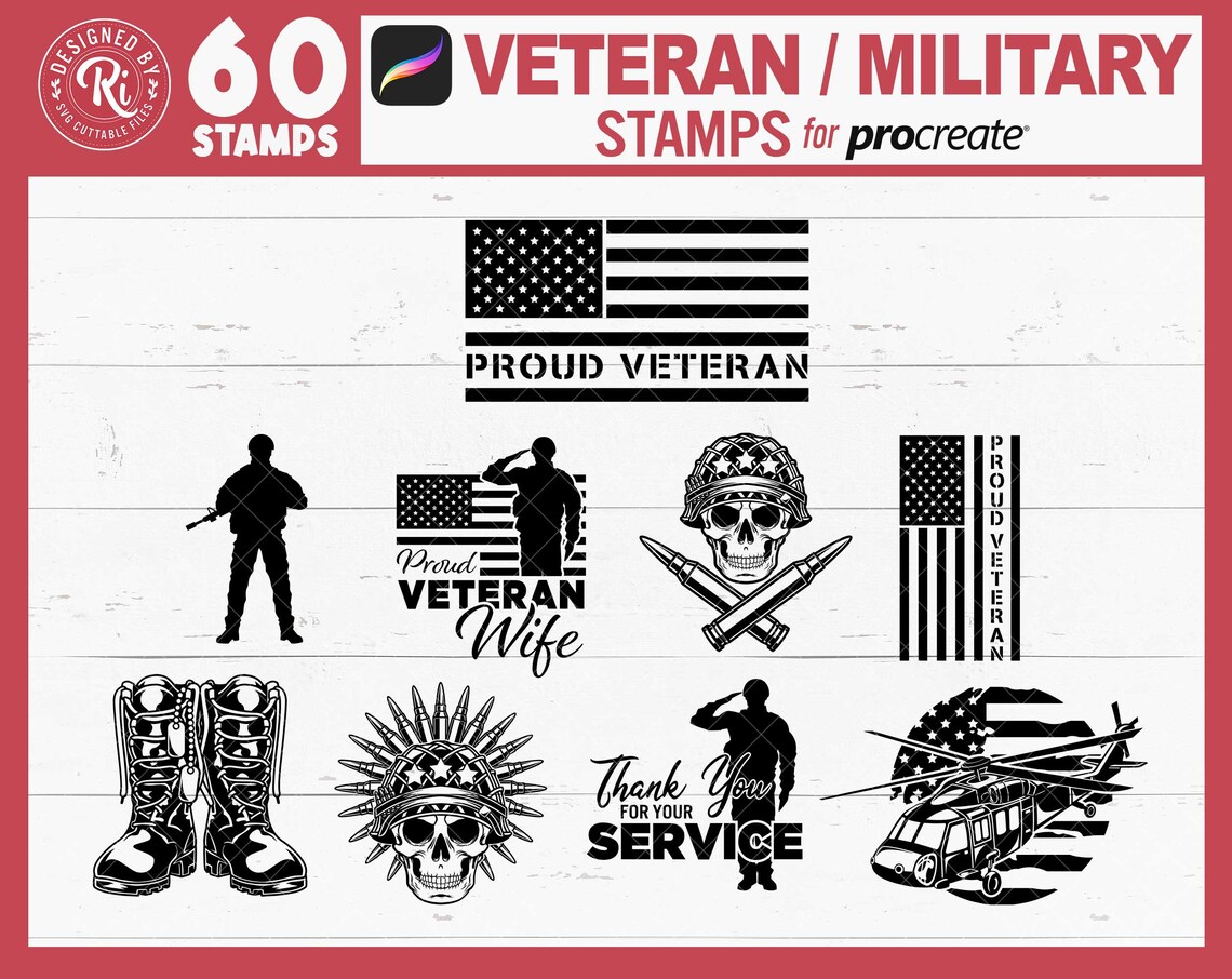 Procreate Military Stamps Procreate Veteran Stamps Procreate - Etsy