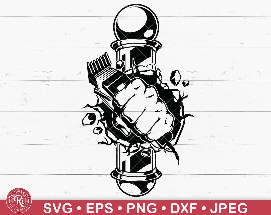 Smash Wall Barber Shop Logo Svg, Barber Pole, Hair Stylist, Hair ...